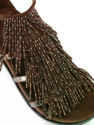 Kurt Geiger Fringe-trimmed Snakeskin-effect Sandals