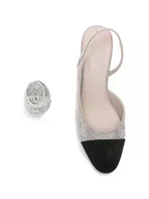 TWENTY FOURHAITCH Crystal-embellished Floral-detail Pumps