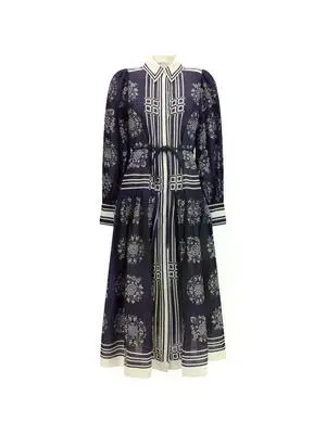 ALEMAIS Banderra Floral-print Midi Shirtdress - Blue