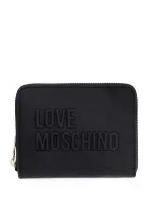 Moschino Logo-embossed Zip-around Wallet - Black