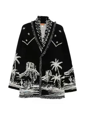 Alanui Intarsia-knit Fringed Cardigan
