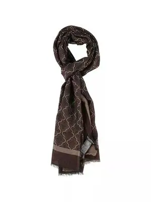Emporio Armani Geometric-pattern Fringed Scarf - Brown