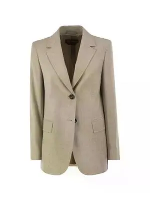 Max Mara Single-breasted Wool Flannel Blazer Beige