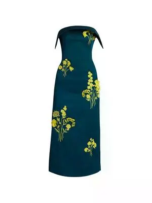 Erdem Embroidered Textured Satin Maxi Dress