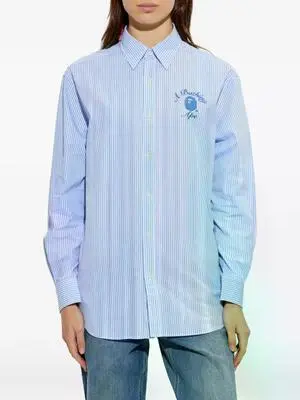 A BATHING APE Embroidered-logo Striped Shirt