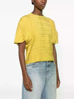 KRISTINA TI Horizontal-stripe Batwing-sleeve Blouse - Yellow