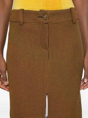 KRISTINA TI Houndstooth-pattern Slit-detail Midi Skirt