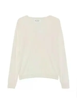 MAISON MARGIELA Cotton V-neck Sweater - Neutrals