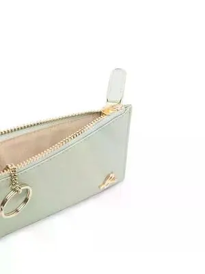 AGNES B. Leather Fragment Card Holder - Green