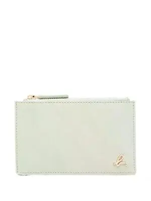 AGNES B. Leather Fragment Card Holder - Green