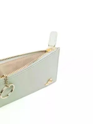 AGNES B. Leather Fragment Card Holder - Green