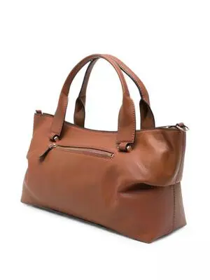 Guess Susy Logo-plaque Pebbled Leather Tote Bag - Brown