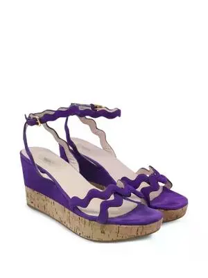 Prada Wavy Strap Wedge Sandals