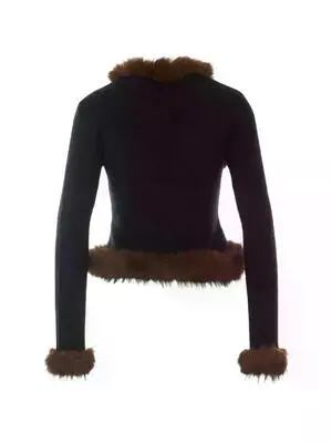 SELF-PORTRAIT Faux Fur Knit Cardigan - Black