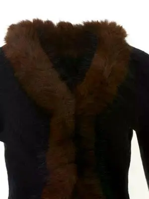 SELF-PORTRAIT Faux Fur Knit Cardigan - Black