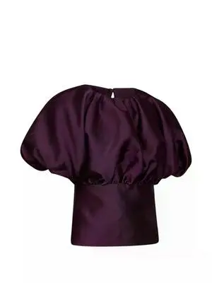 SELF-PORTRAIT Puff-sleeve Cut-out Top - Purple
