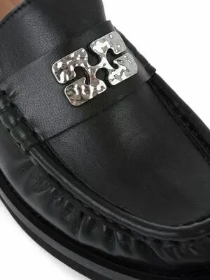 GANNI Logo-plaque Leather Loafers