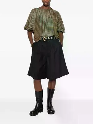 KRISTINA TI Striped Puffed-sleeve Blouse