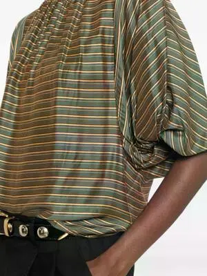 KRISTINA TI Striped Puffed-sleeve Blouse