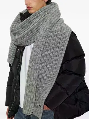 Dsquared2 Ribbed Logo-plaque Scarf - Grey