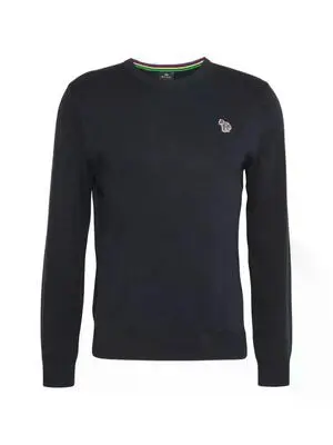 MPS Zebra-patch Crew-neck Sweater - Blue