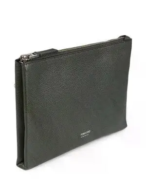 TOM FORD Logo-print Pebbled Clutch Bag