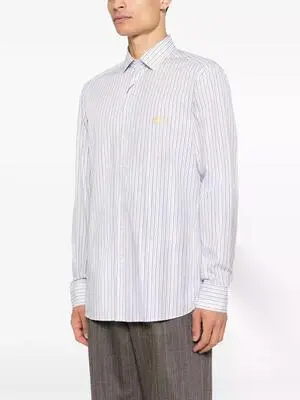 Etro Striped Embroidered-logo Shirt