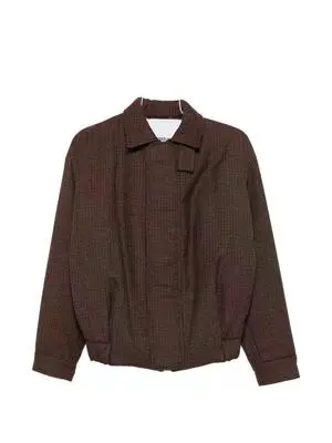 COSTUMEIN Houndstooth-pattern Zip-up Jacket - Brown