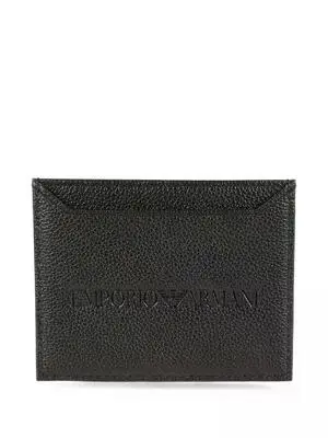 Emporio Armani Logo-plaque Pebbled Cardholder - Black