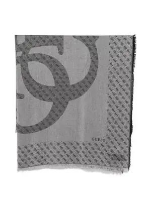 Guess Logo-print Frayed Scarf - Grey