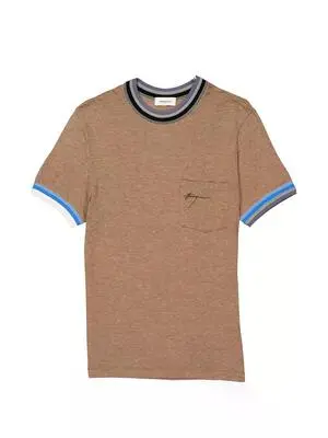 FERRAGAMO Logo-embroidered T-shirt - Brown