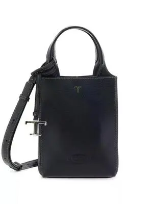 TOD'S Logo-detail Leather Shoulder Bag - Black