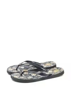 Tory Burch Miller Floral-print Flip-flops - Black