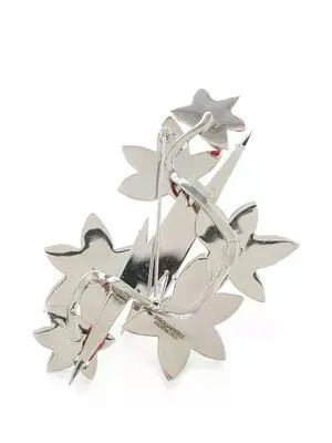 Dsquared2 Floral-motif Crystal-embellished Brooch - Silver