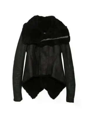 Rick Owens Naska Shearling-trim Asymmetric Jacket - Black