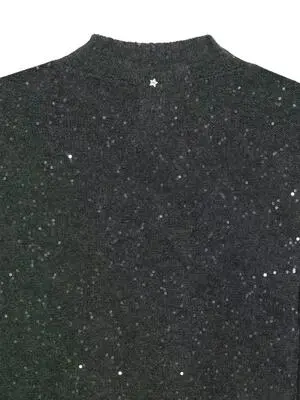 Lorena Antoniazzi Sequin-embellished Side-slit Mock Neck Sweater
