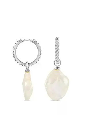 DOWER & HALL Tone Sterling Keshi Pearl Hoop Earrings - Silver