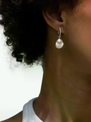 DOWER & HALL Tone Sterling Keshi Pearl Hoop Earrings - Silver