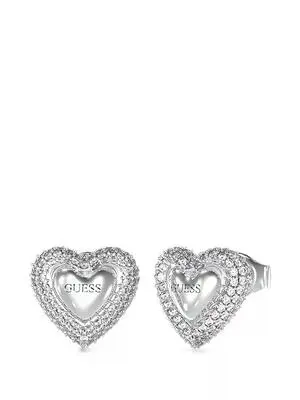 Guess Beloved Heart-shaped Stud Earrings - Silver