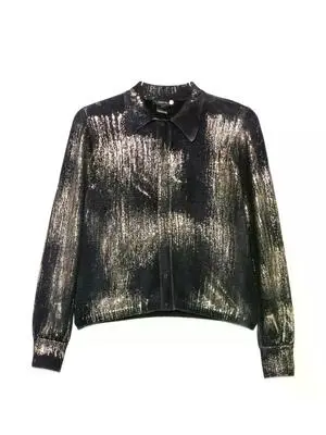 Avant Toi Metallic-effect Button-up Shirt - Black