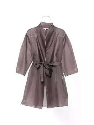 Antonelli Firenze Sheer Belted Coat - Grey