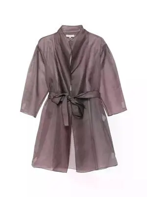 Antonelli Firenze Sheer Belted Coat - Grey