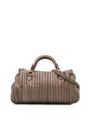 Miu Miu 2010 Nappa Bosco Pleated Satchel - Brown