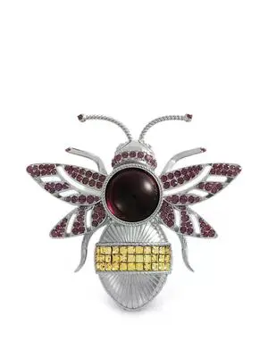 Dolce & Gabbana Bee Brooch With Rhinestones - Silver