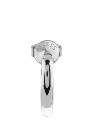 Guess Iconique Heart-shape Hoop Earrings - Silver