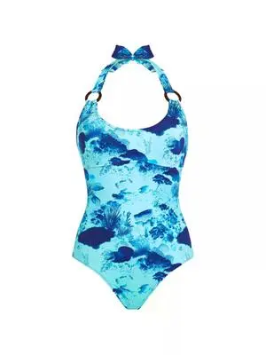 Vilebrequin Marine-print Ring-detail Swimsuit - Blue