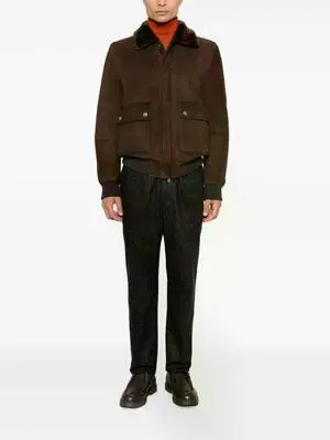Eleventy Shearling-collar Suede Jacket