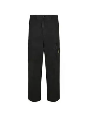 Stone Island 3100015 Organic Cotton Ripstop Loose-fit Cargo Trousers With Zip And Snap Pockets - Black