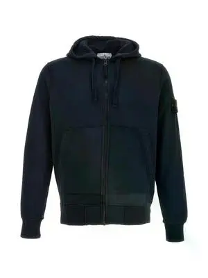 Stone Island 6100061 Organic Cotton Fleece Hooded Sweatshirt - Blue