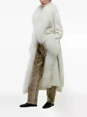 DUCIE Lola Sheepskin-trimmed Coat - White